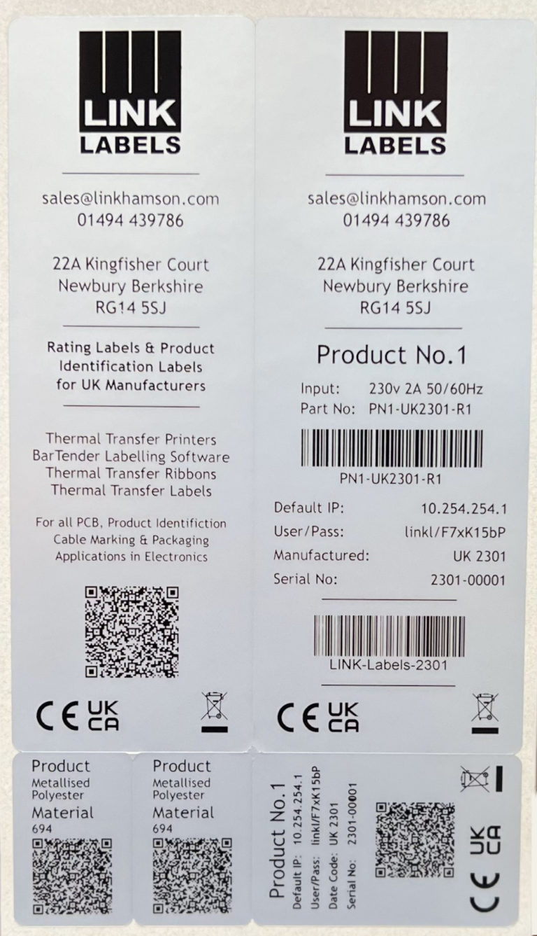Gloss Metallised Polyester Rating Labels - Link Hamson